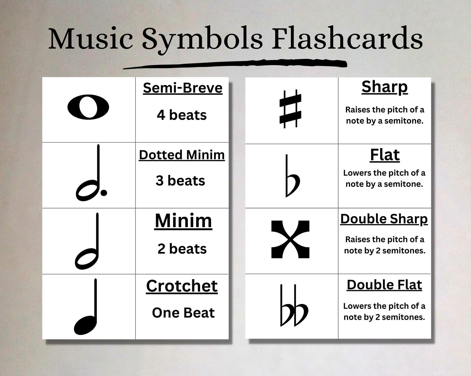 48 Printable British Music Symbol Flashcards for Learning Sheet Music ...