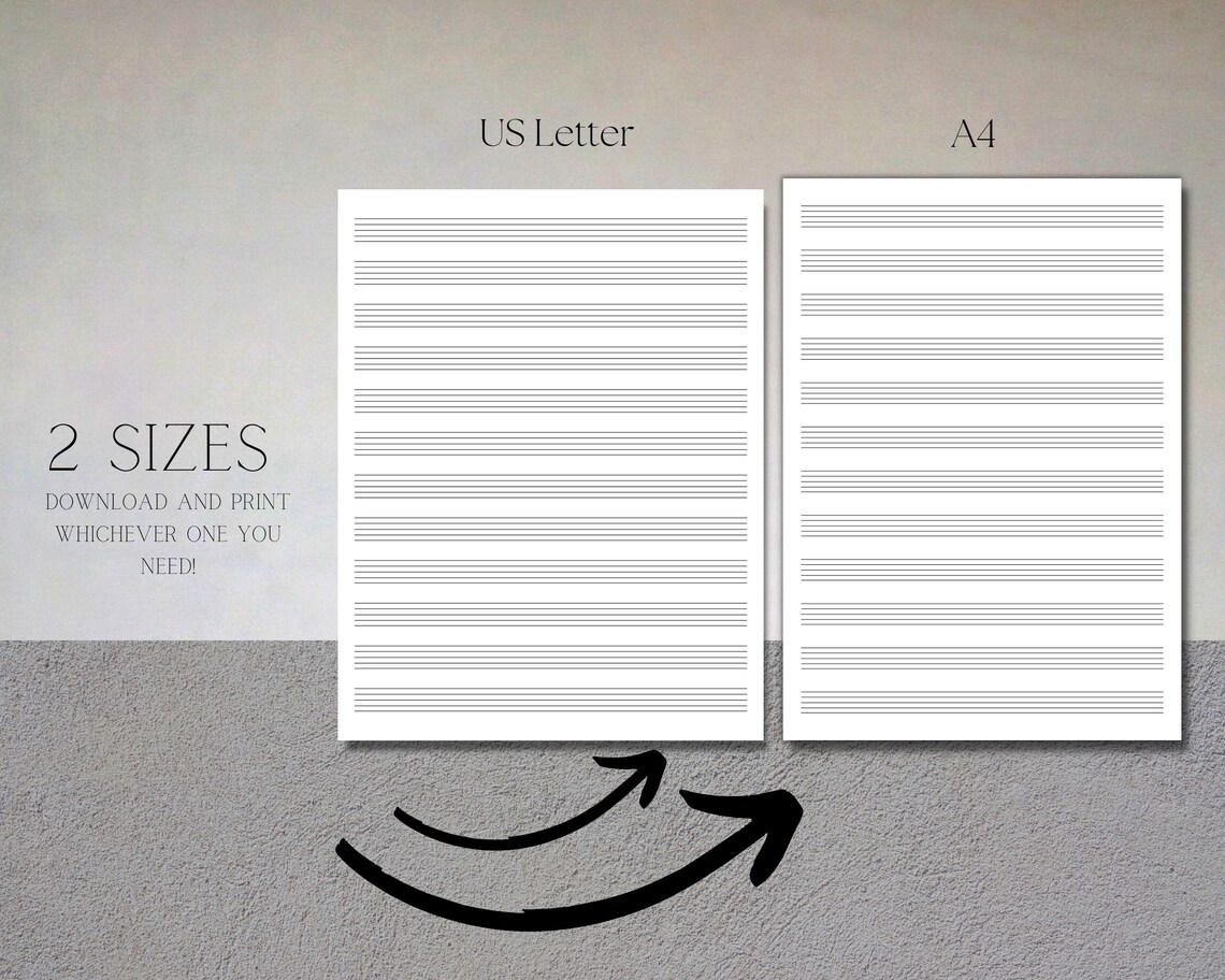 Printable Blank Sheet Music Manuscript Paper, 12 Stave, Printable PDF ...