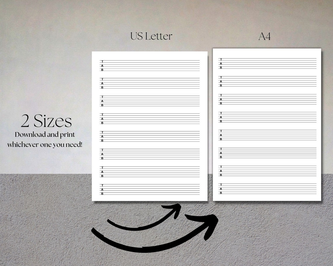 Printable Guitar Tab Paper, Printable Blank Tablature Paper for Guitar ...
