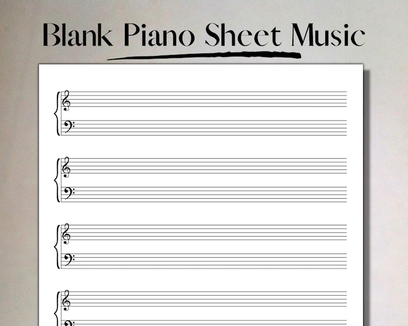 Printable Music Manuscript Paper, Treble & Bass Clef, 12 Stave, PDF ...