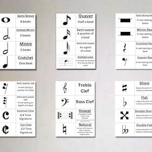 48 Printable British Music Symbol Flashcards for Learning Sheet Music ...