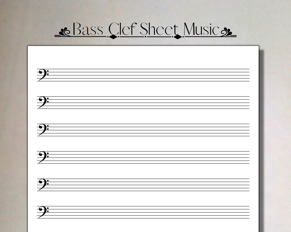Printable Bass Clef Sheet Music Manuscript Paper 10 Stave per - Etsy