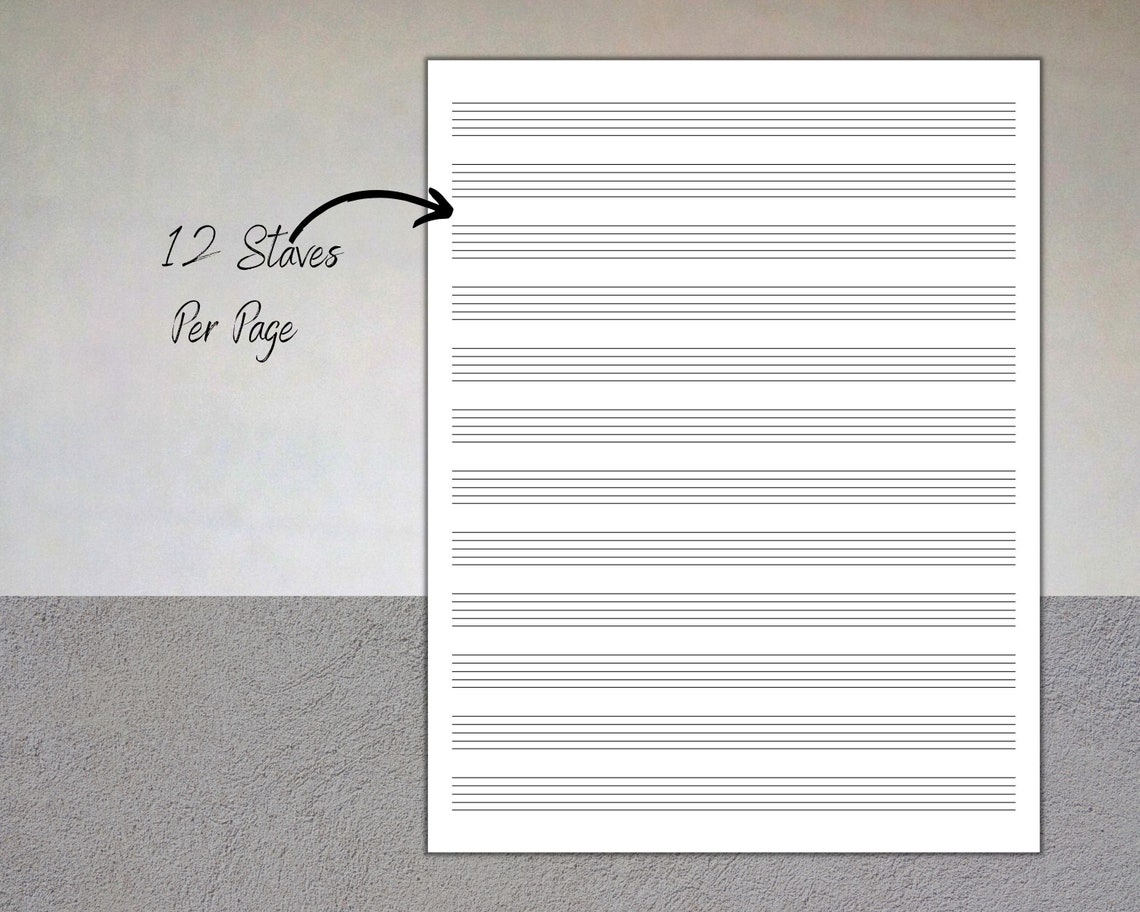 Blank Sheet Music: 12 Stave Manuscript Paper (printable PDF) - Etsy