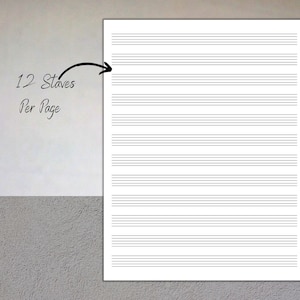 Blank Sheet Music: 12 Stave Manuscript Paper (printable PDF) - Etsy