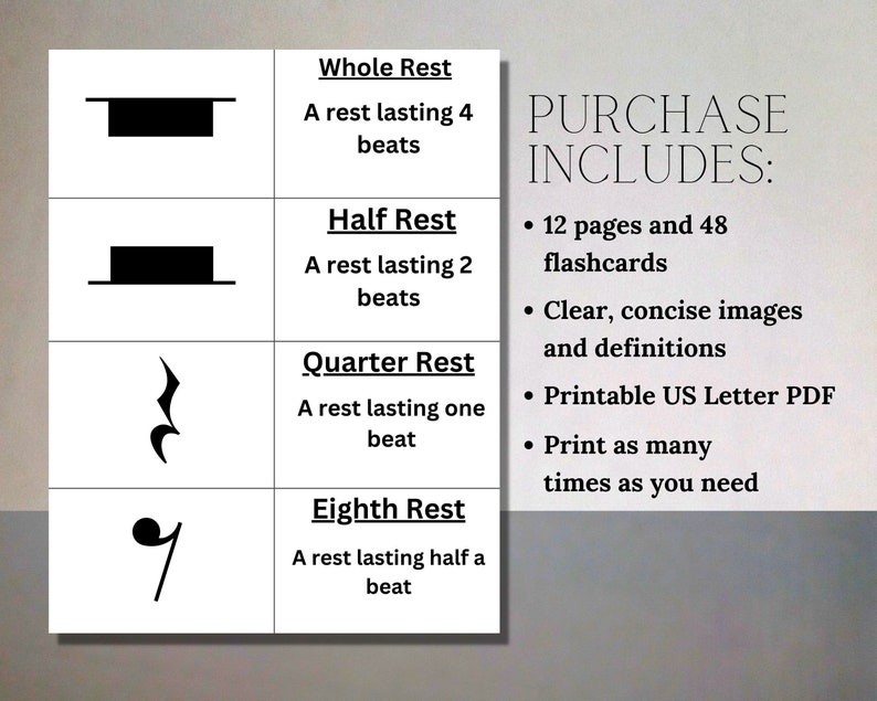 Printable Music Symbol Flashcards: Learn Sheet Music (digital Download ...