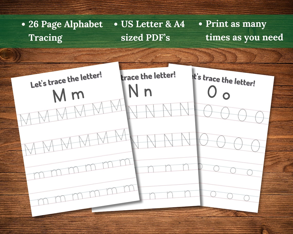 Printable Letter Tracing PDF, 26 Page Handwriting Worksheet for ...