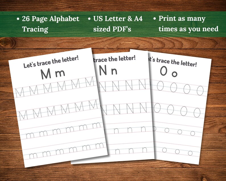 Printable Letter Tracing PDF, 26 Page Handwriting Worksheet for ...