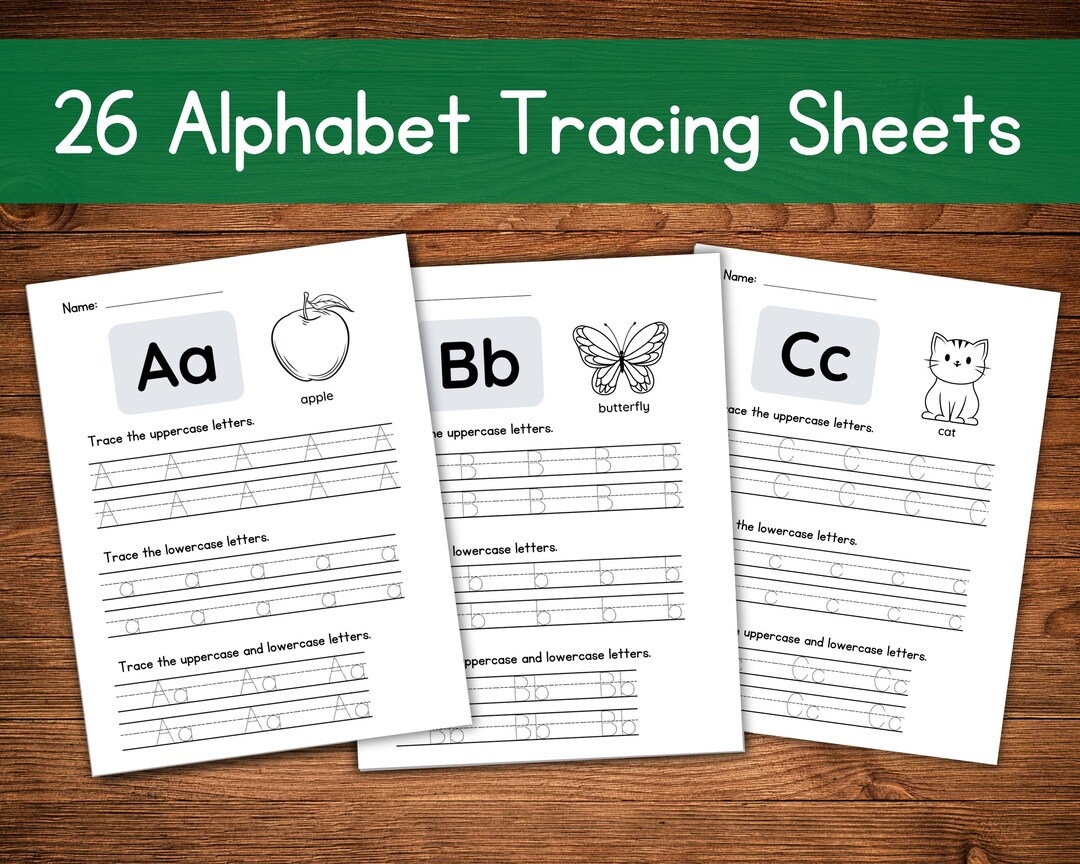 Printable Alphabet Tracing Sheet, 26 Page Handwriting Worksheet for ...