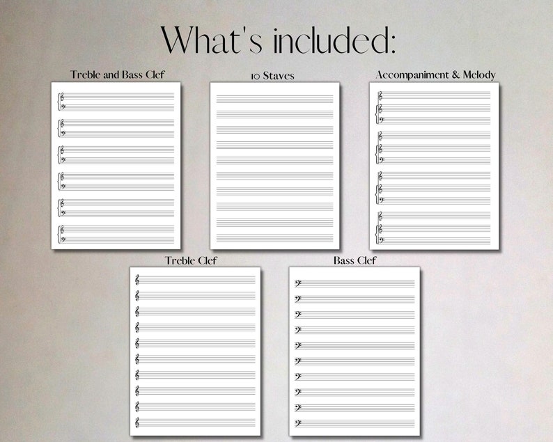 Printable A4 Sheet Music Bundle, PDF Manuscript Paper for Instant ...