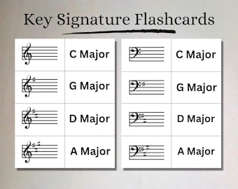 Printable Music Flashcards, Treble and Bass Clef, Music Theory ...