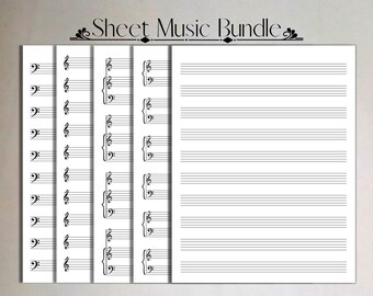 Printable A4 Sheet Music Bundle PDF Manuscript Paper for - Etsy