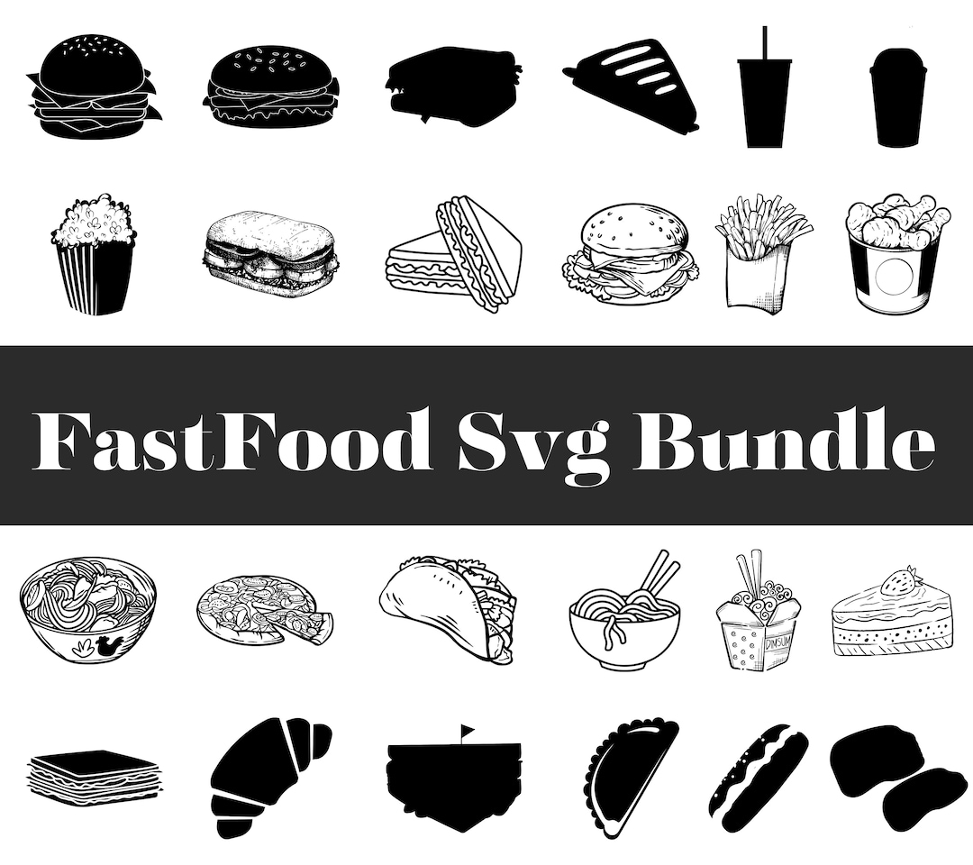 FAST FOOD Doodle Vector Iconsdoodle Fast Food Svgfood - Etsy
