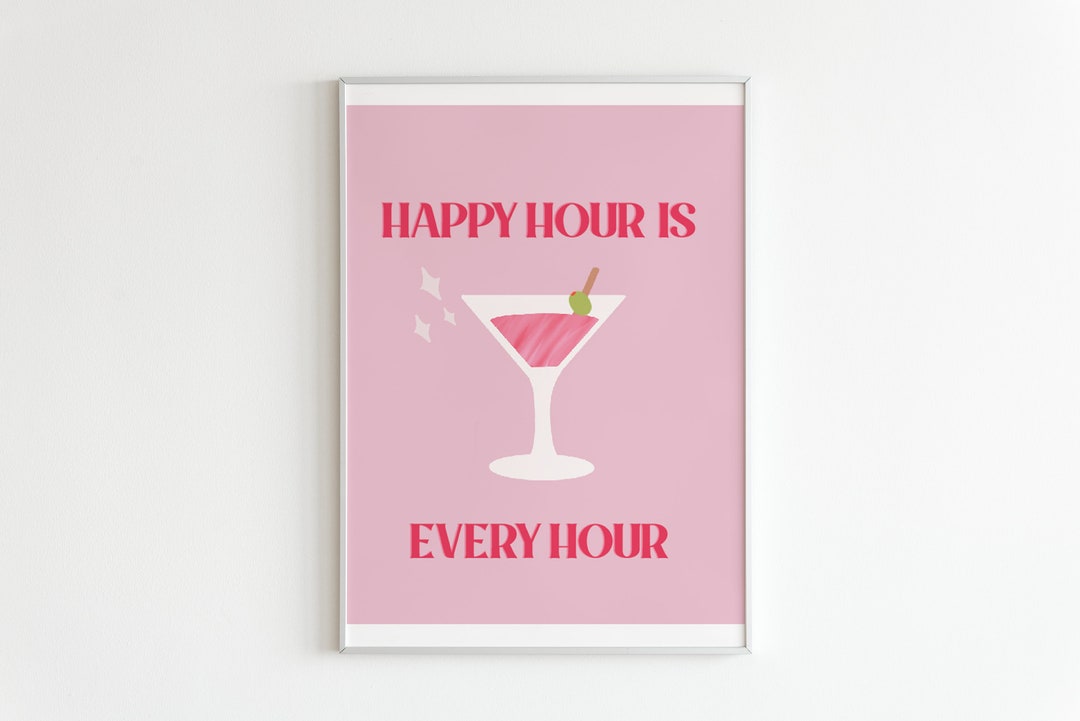 Happy Hour Digital Print 8 in X 10 In-trendy-pink-aesthetic-bright ...