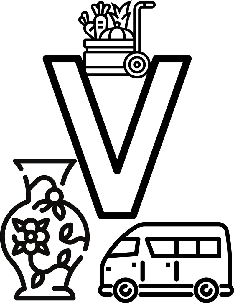 Alphabet Coloring U, V, W - Etsy