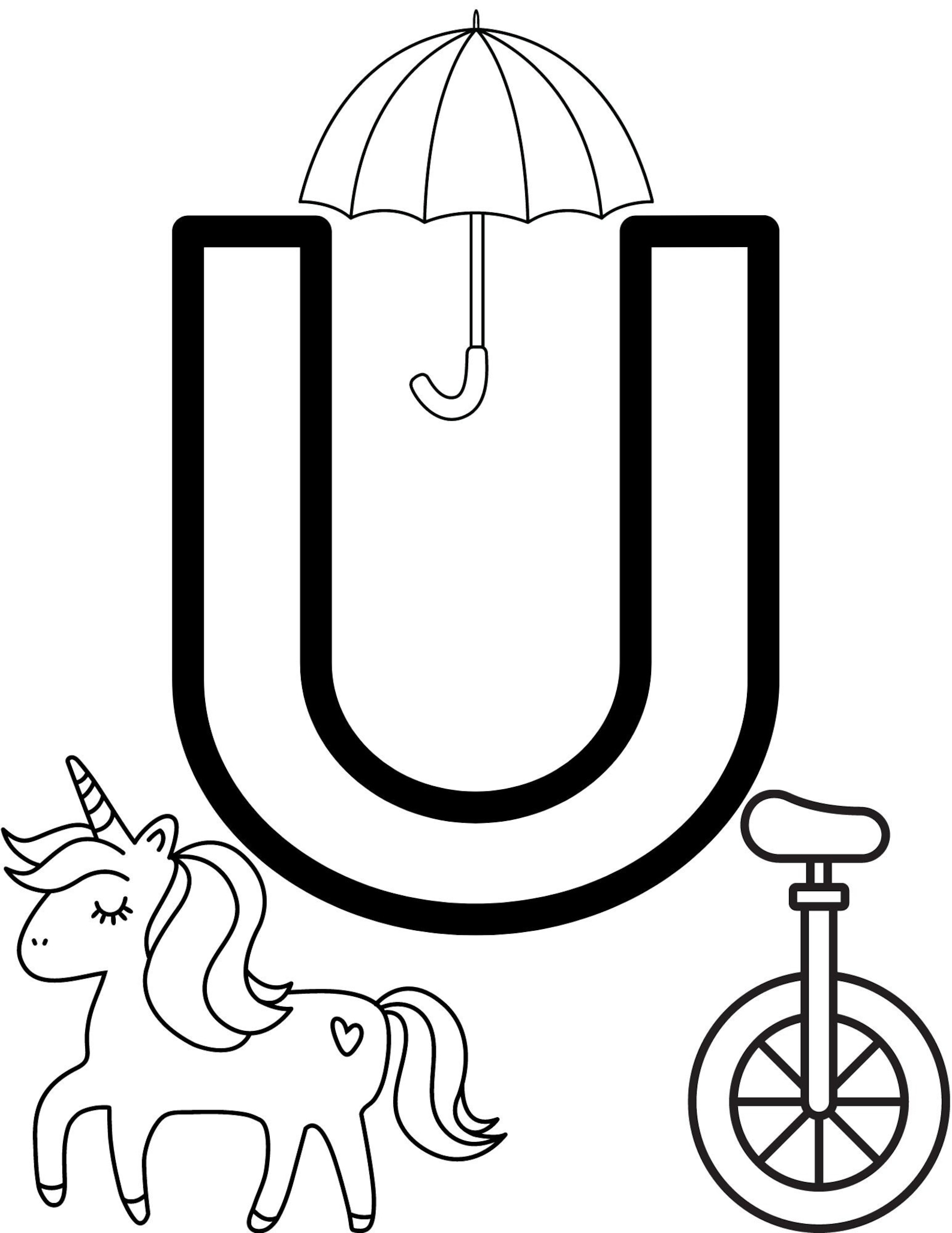 Alphabet Coloring U, V, W - Etsy