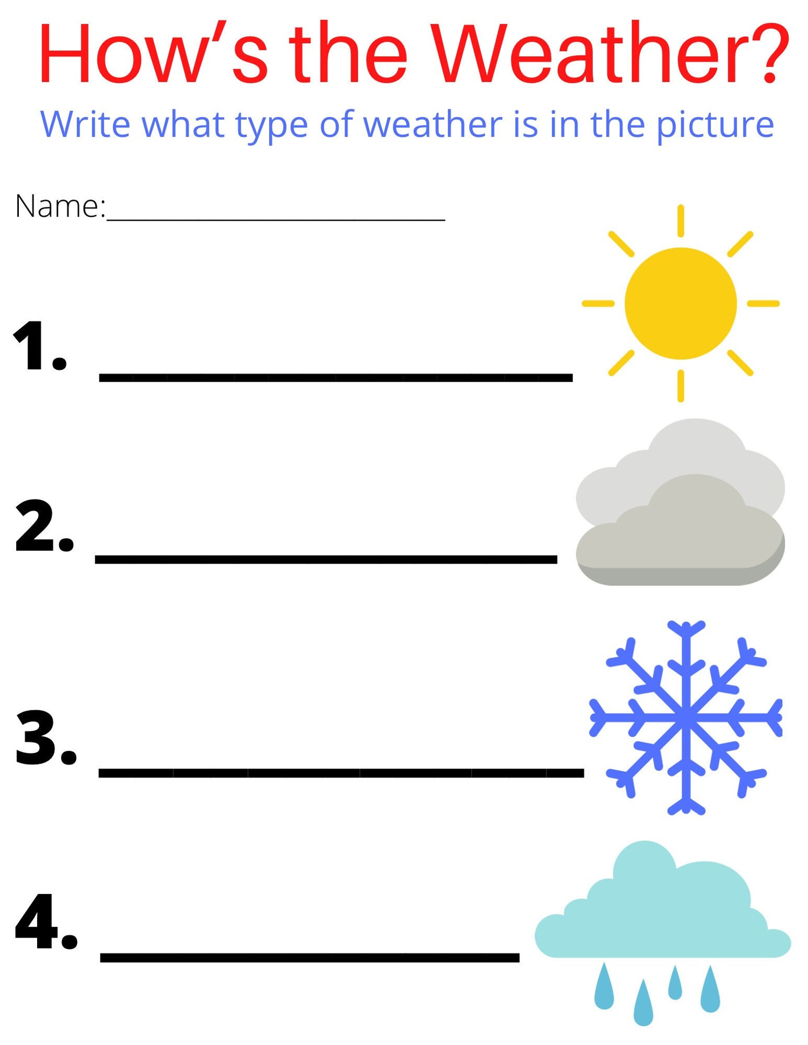 Hows the Weather Worksheet - Etsy