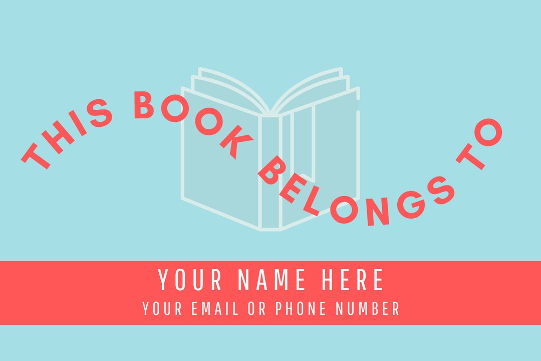 SIMPLE This Book Belongs To... Book Plate Customized With Your Name and ...