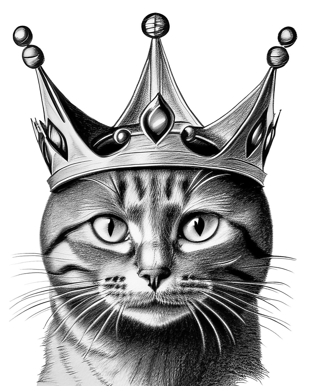 Kitten With Crown Digital Print, Instant Download, Cute Cat Wearing a ...