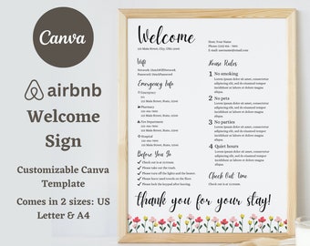 Airbnb Welcome Sign Template 1 Page Template Airbnb Sign - Etsy