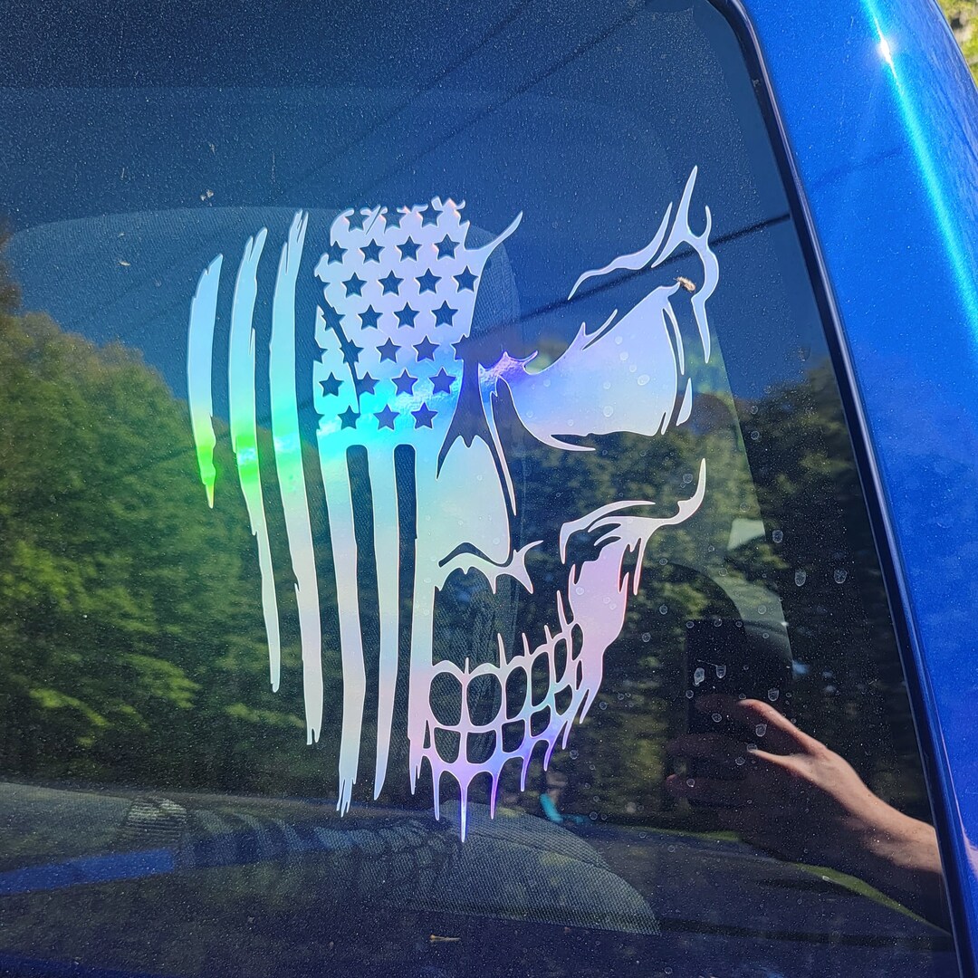 Distressed American Flag Skull | Vinyl Decal | Patriotic - Etsy
