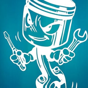 Piston Mechanic Decal, Car, Truck, Tool Box Decal for Mechanics ...