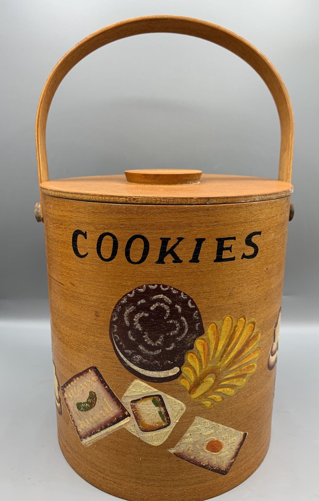 Vintage Bentwood Cookie Jar/bucket - Etsy