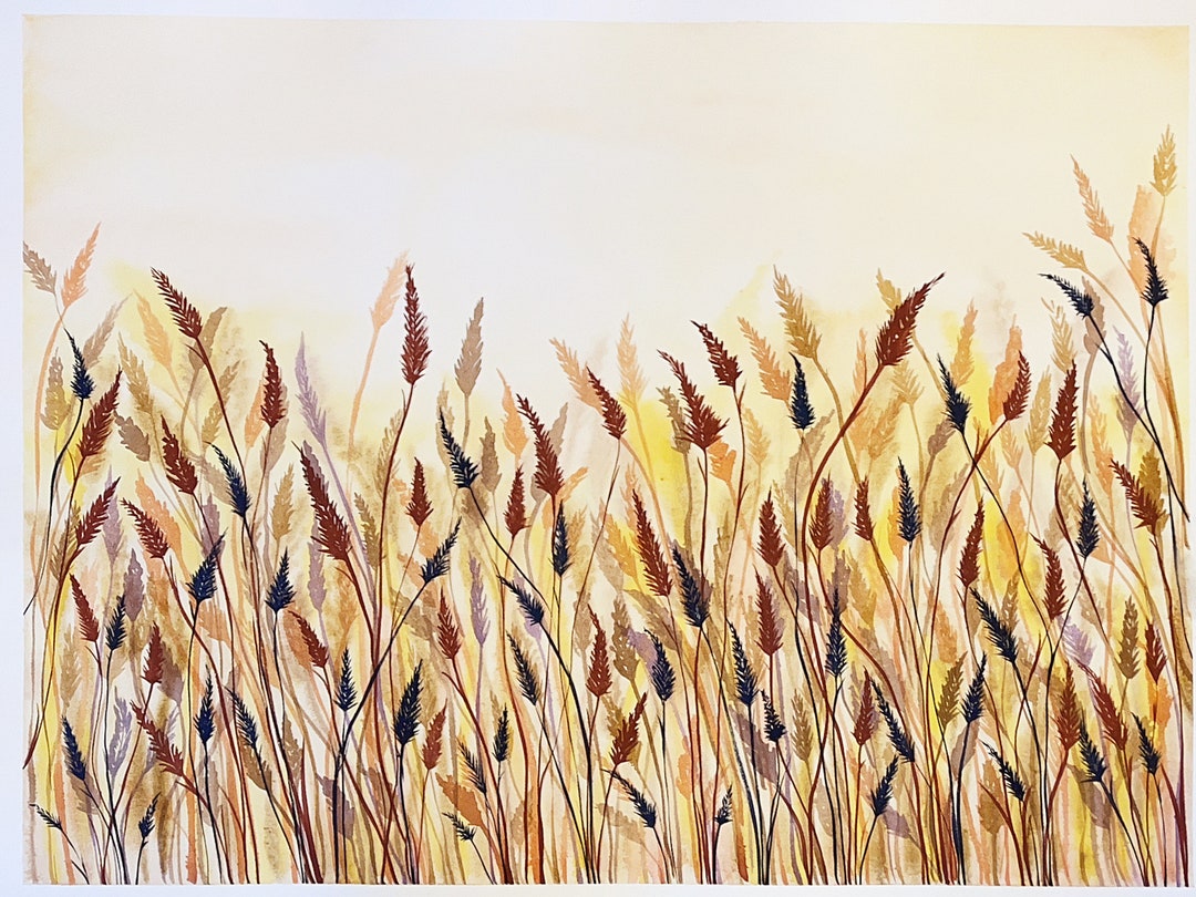 Wheat Field, It's Huge!, 22"x30", Original Hand Painted Watercolor Art ...