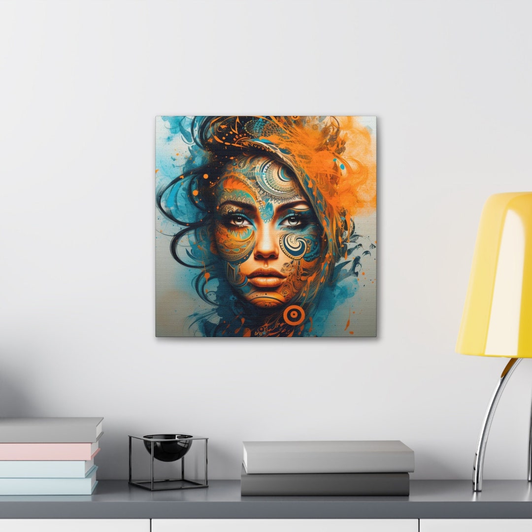 Elegant Ai-generated Henna Lady Canvas Modern Wall Art for Home and ...