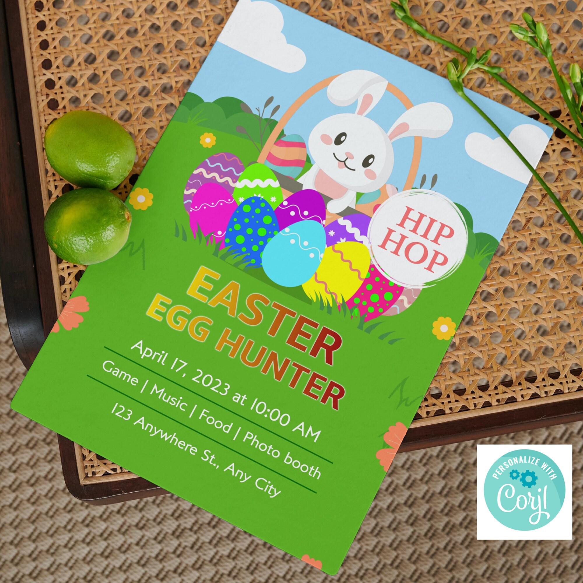 Editable Easter Egg Hunt Invitation: Bunny Egg Invite Template, Easter ...