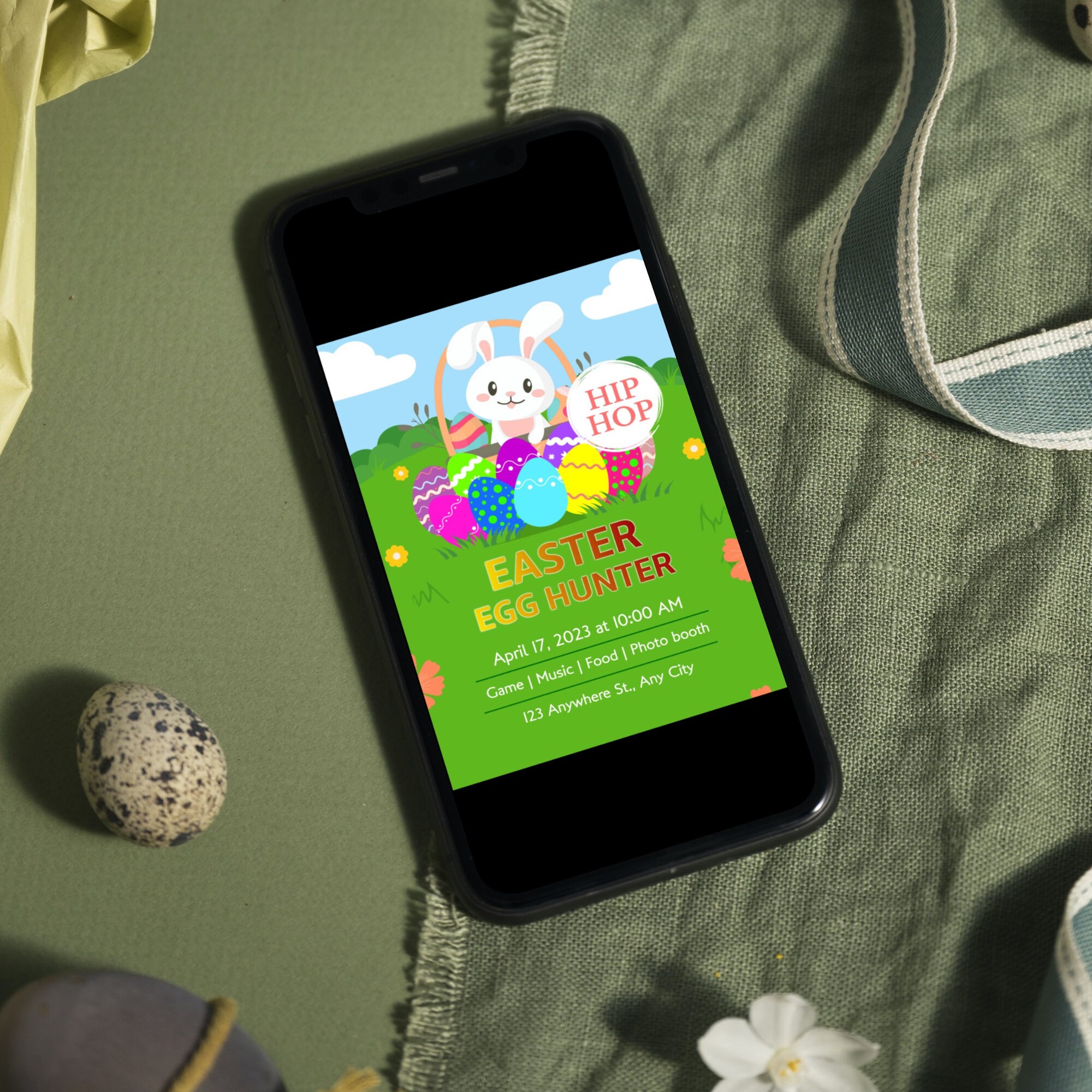 Editable Easter Egg Hunt Invitation: Bunny Egg Invite Template, Easter ...