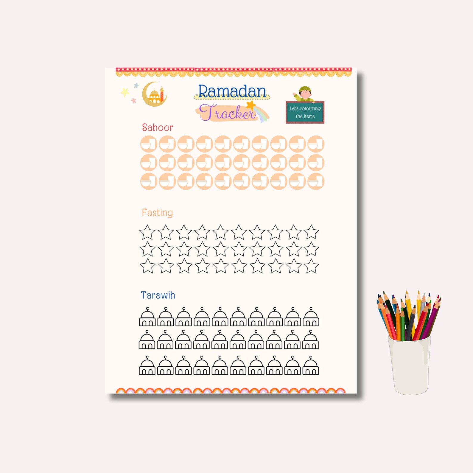Ramadan Tracker Challenge Kids Ramadan Challenge Tracker Ramadan ...