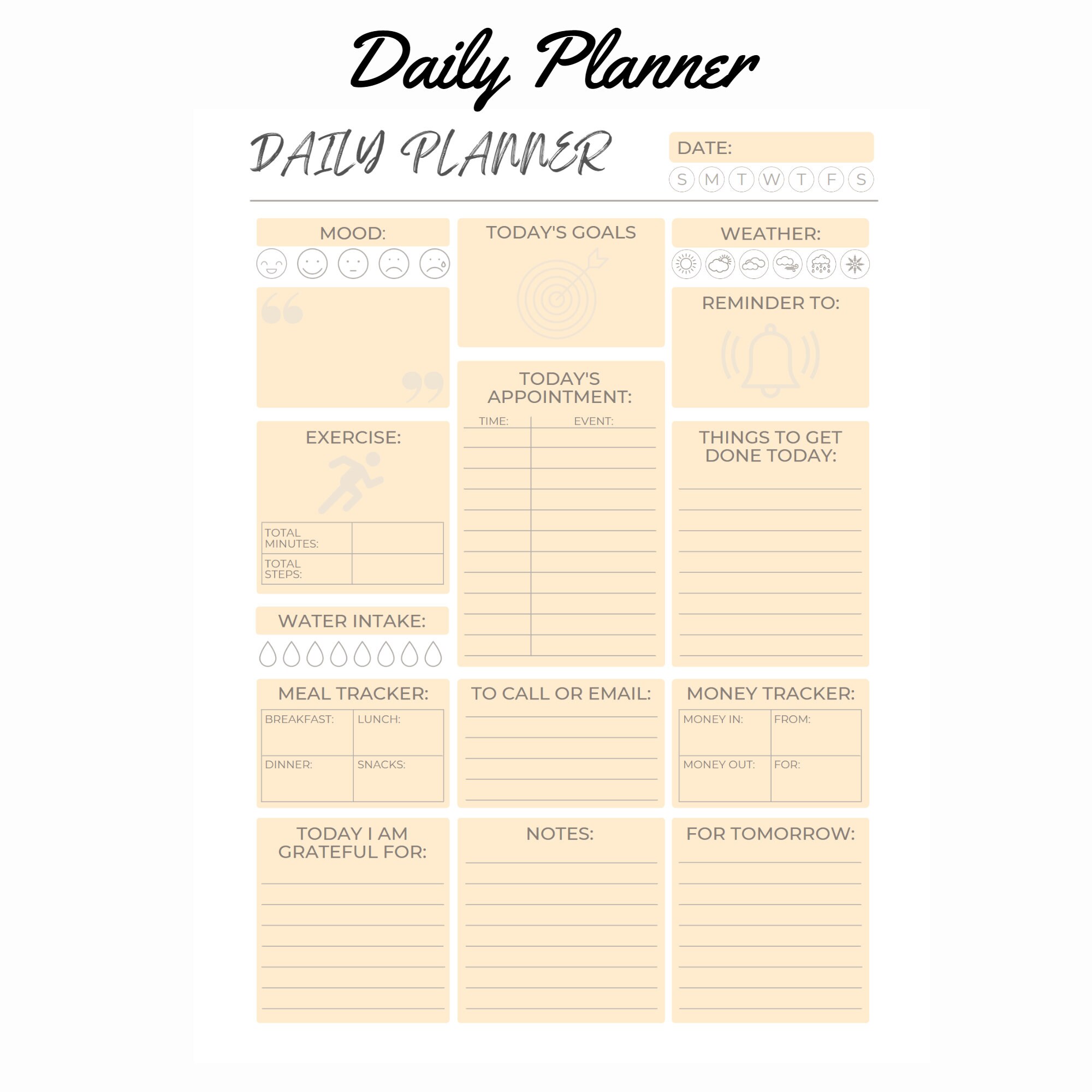 Daily Planner 2023 , Daily Goals Tracker , Instant Download - Etsy