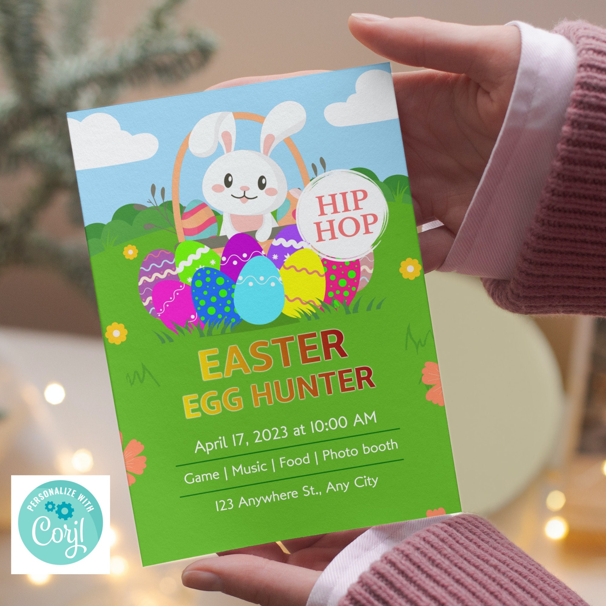 Editable Easter Egg Hunt Invitation: Bunny Egg Invite Template, Easter ...
