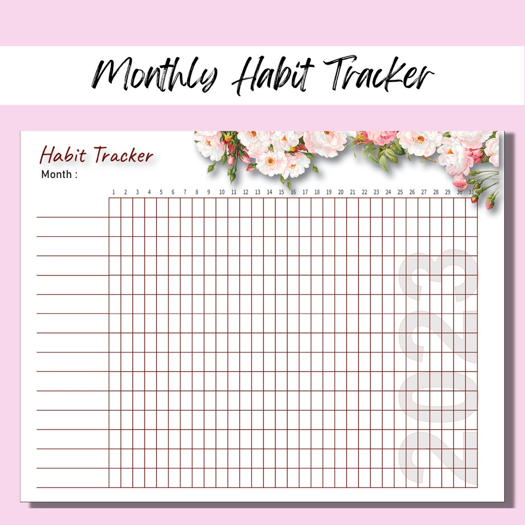 Floral Monthly Habit Tracker 2023 Instant Download Printable Digital ...