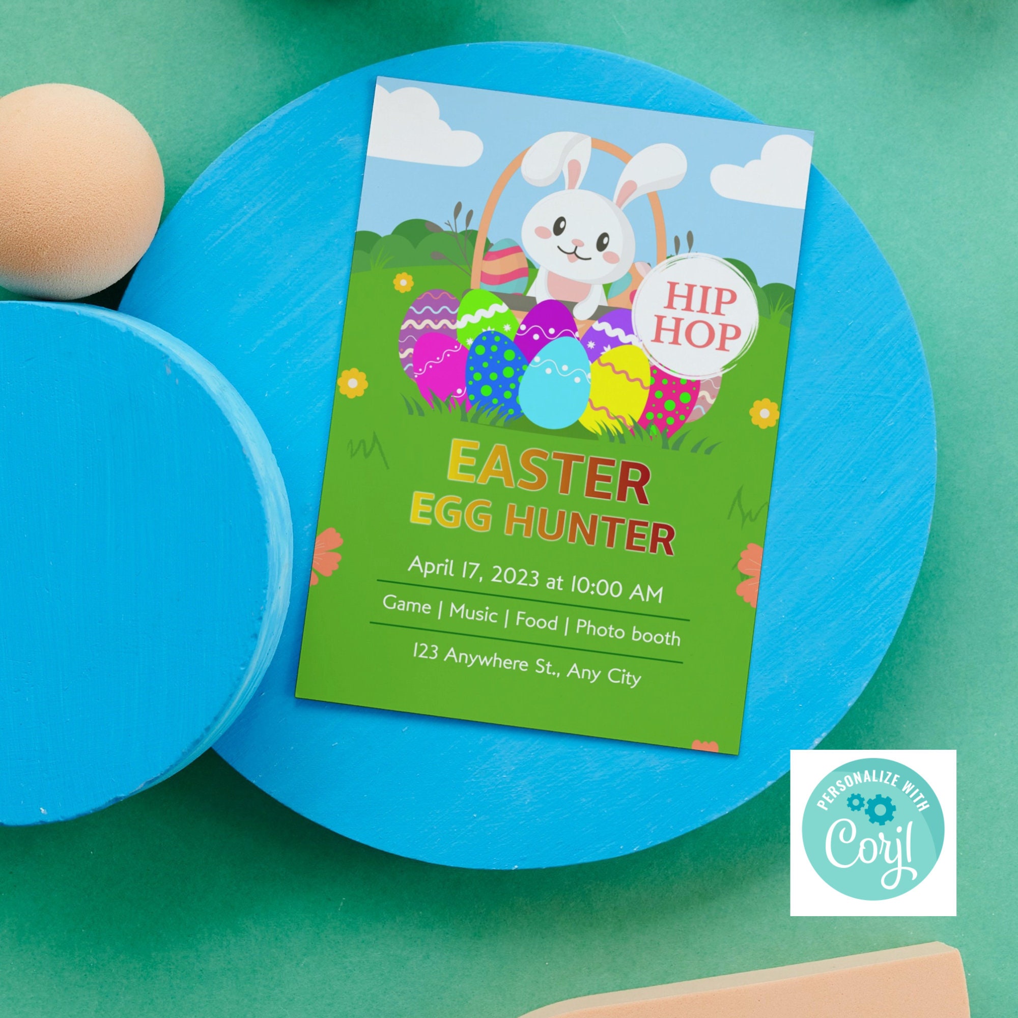 Editable Easter Egg Hunt Invitation: Bunny Egg Invite Template, Easter ...