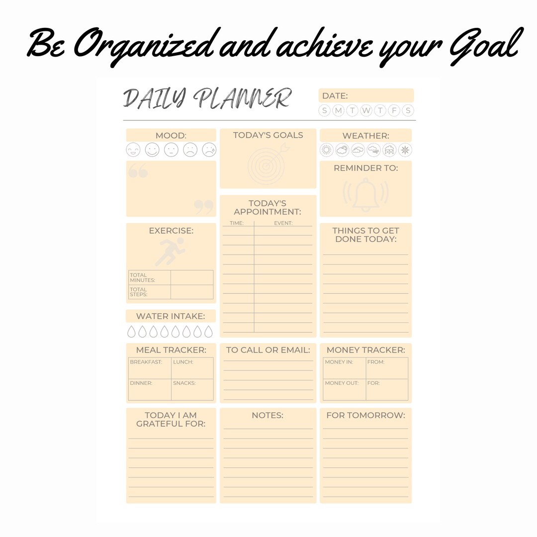 Daily Planner 2023 , Daily Goals Tracker , Instant Download - Etsy