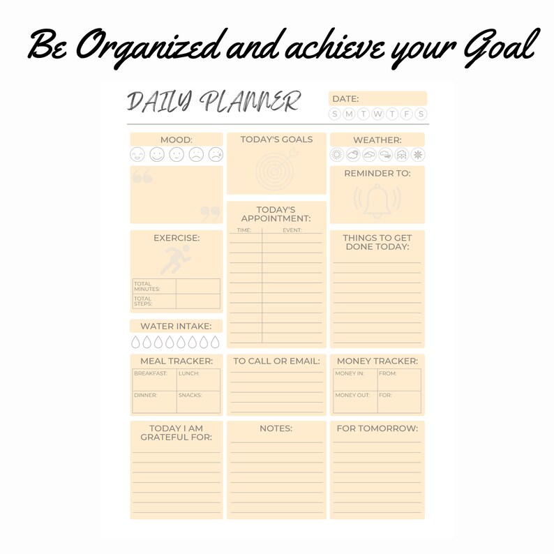 Daily Planner 2023 , Daily Goals Tracker , Instant Download - Etsy