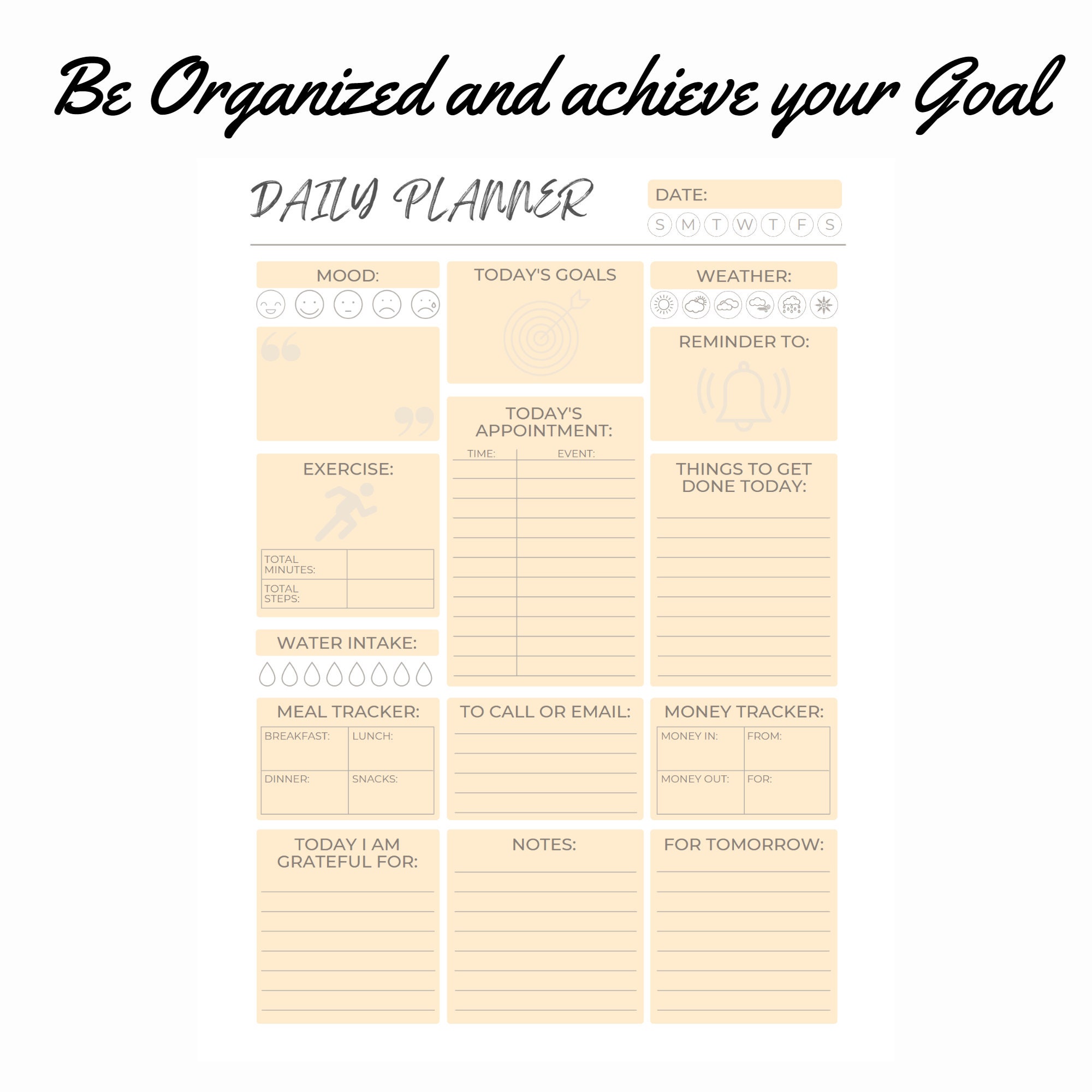 Daily Planner 2023 , Daily Goals Tracker , Instant Download - Etsy