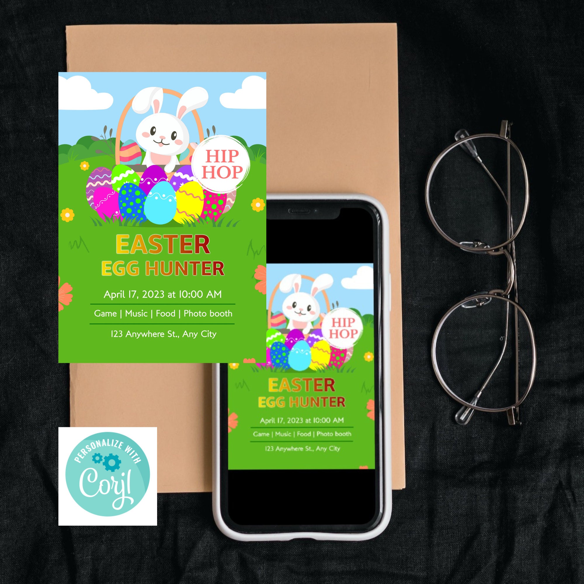 Editable Easter Egg Hunt Invitation: Bunny Egg Invite Template, Easter ...