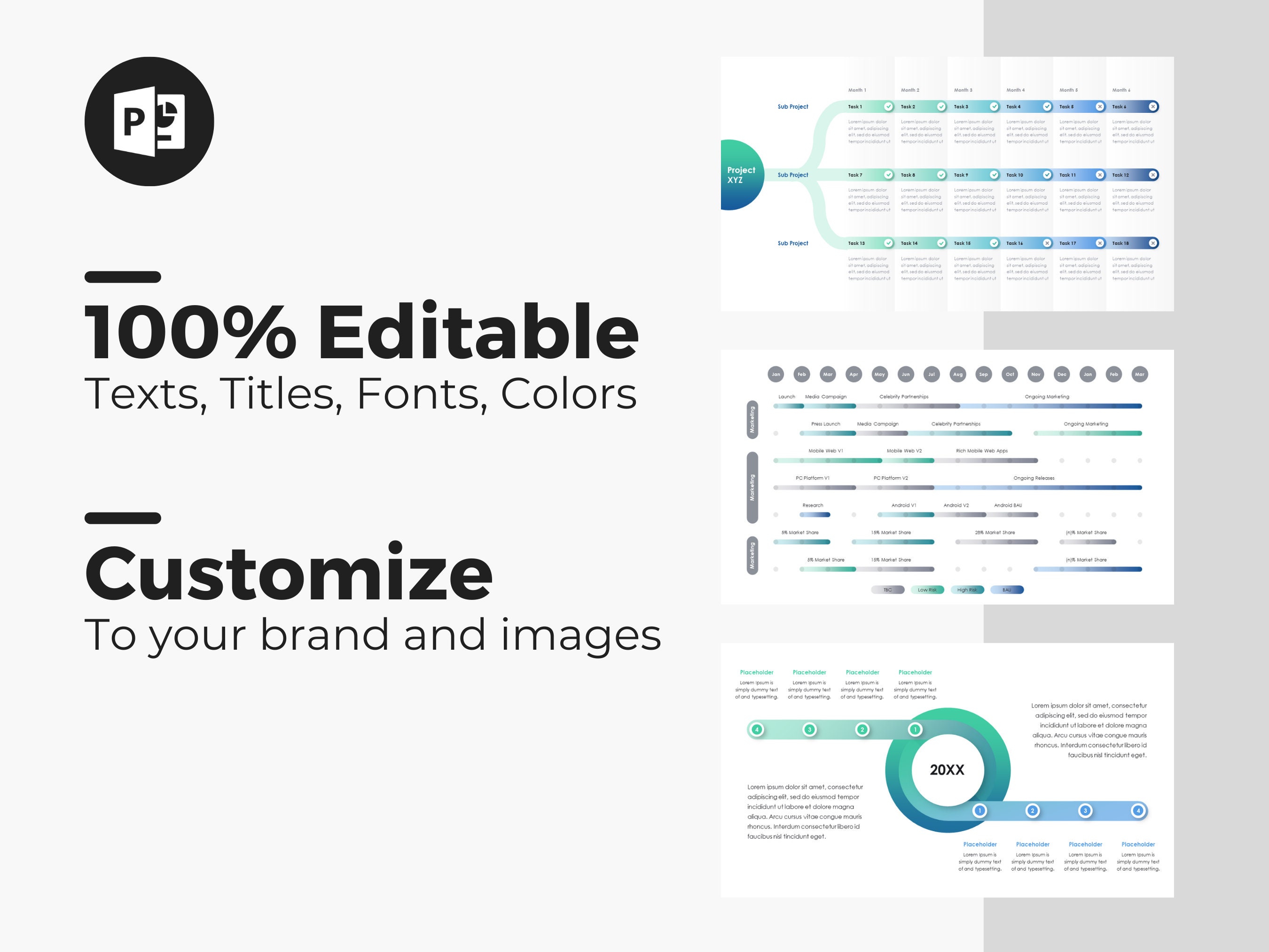 Timeline Presentation Powerpoint GANTT Chart Template for Project ...