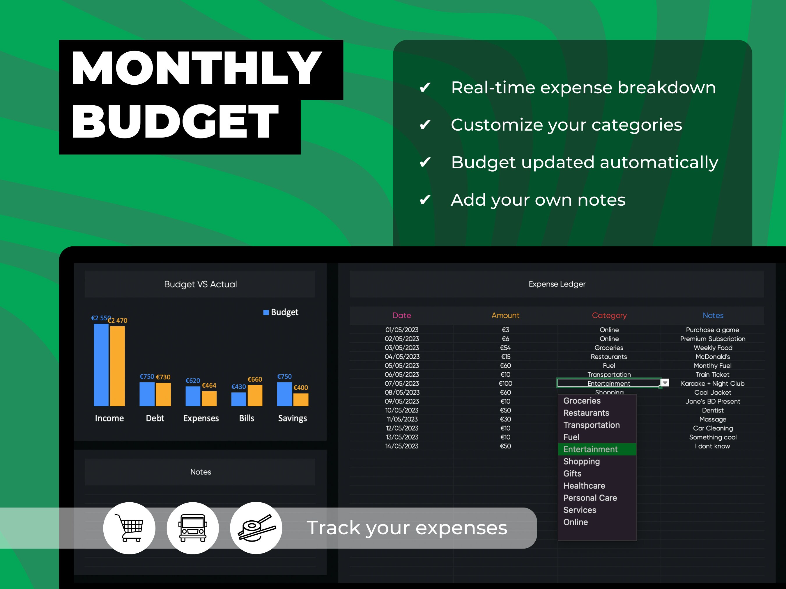 Simple Excel Budget: Monthly Tracker, Easy Finance Management ...