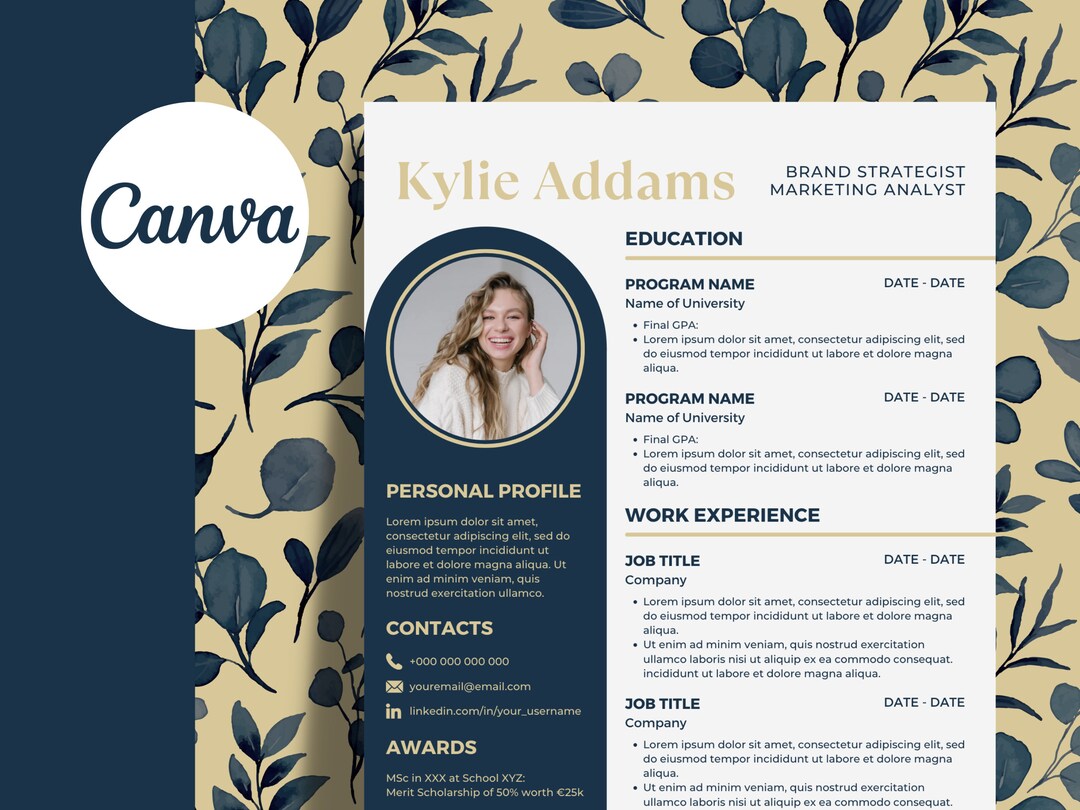 Canva Resume, CV Template Modern, CV Photo, CV Template Professional ...
