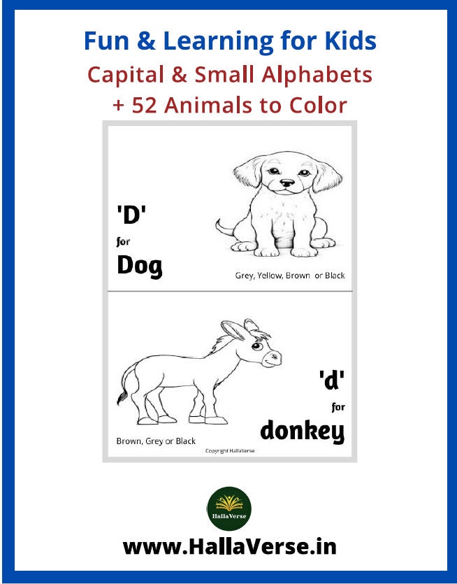 Alphabets With Animals Learning & Coloring Book for Toddlers (1-2 Yrs ...