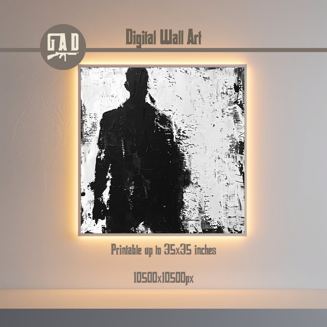 Black and White Mobster Wall Decor, Monochrome Mafia Silhouette ...