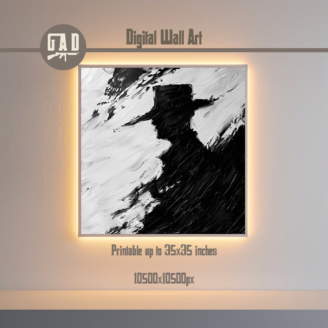 Gangster's Shadow - Striking Black and White Mafia Art Print, Abstract ...