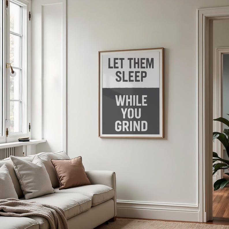 Night-shift Hustle Print | Black & White Grind Mindset (digital ...