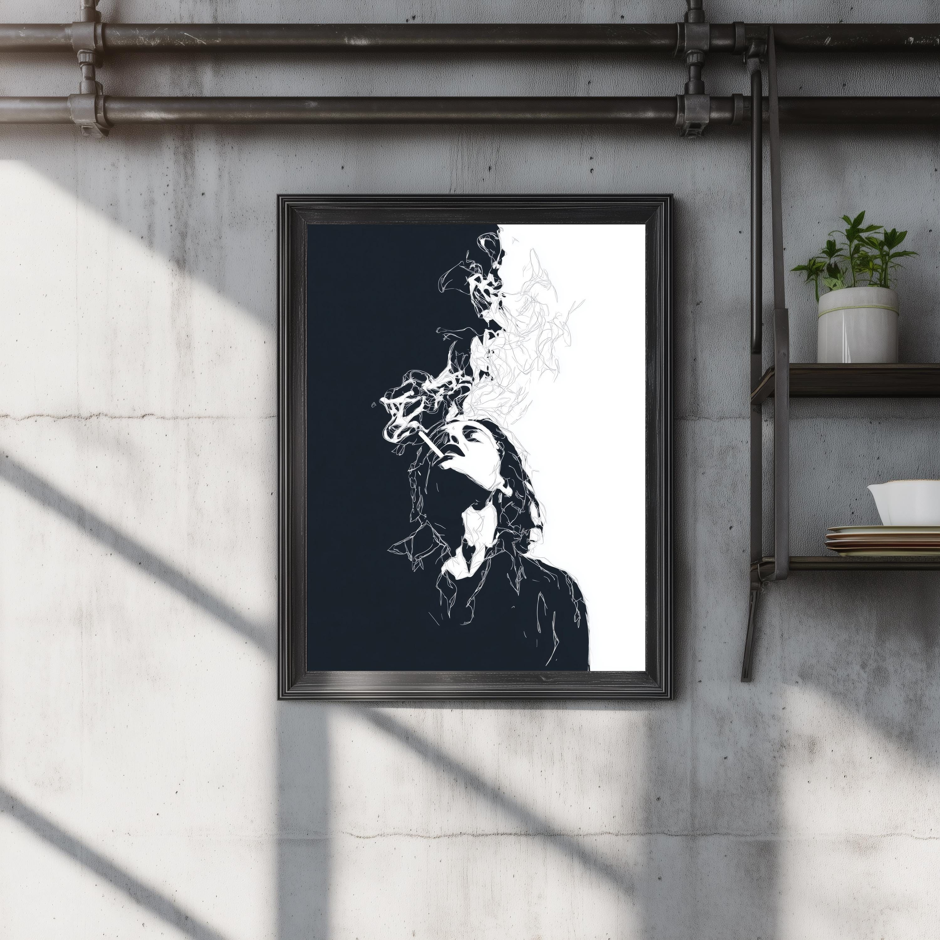 Cinematic Noir Half-face Portrait - Moody Black & White Art, Retro ...