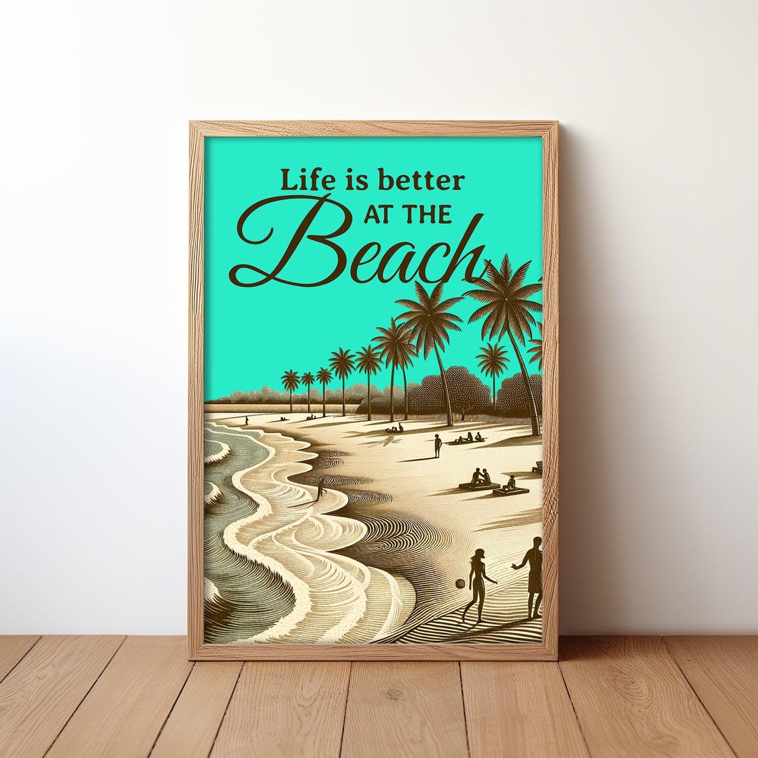 Sunny Beach Vibes: Inspiring Poster for Positive Spaces, Motivational ...