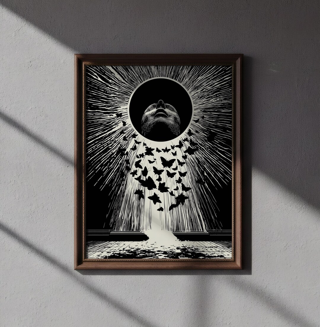 Pixel Surrealism Abstract Noir Wall Decor - Black and White Pixel Print ...