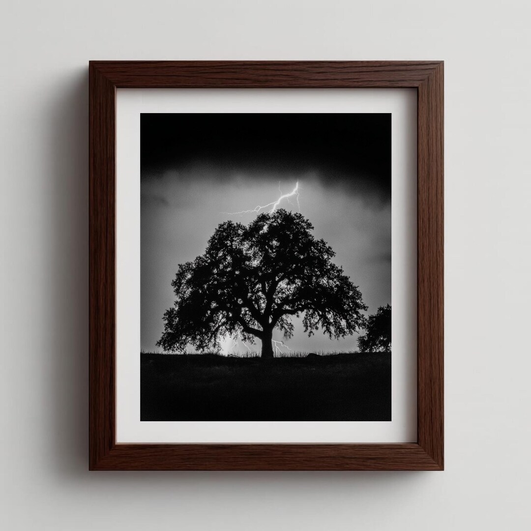 Moody Printable Lone Oak Tree Silhouette - Dark Academia Stormy ...
